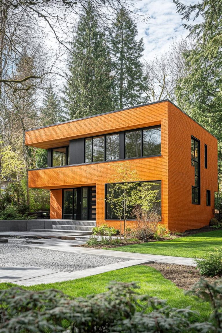73 Orange Brick Houses That Pair Perfectly with Wood & Greenery