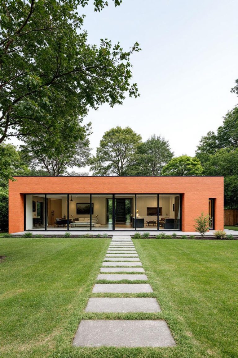 73 Orange Brick Houses That Pair Perfectly with Wood & Greenery