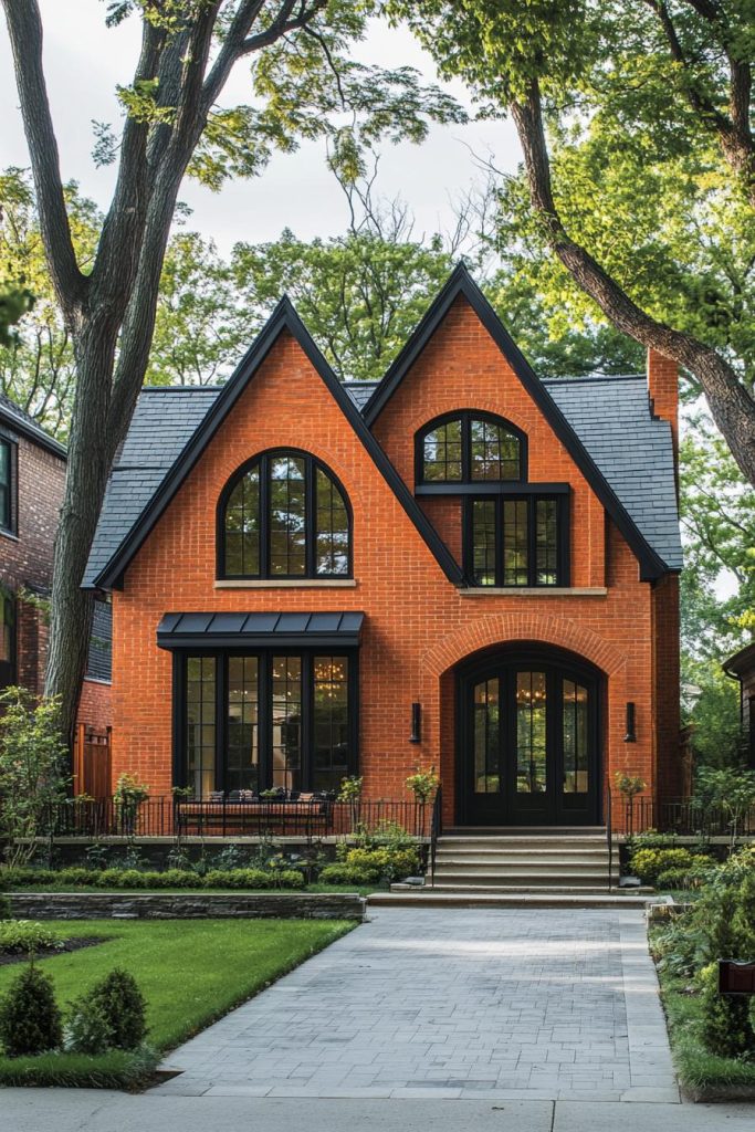 73 Orange Brick Houses That Pair Perfectly with Wood & Greenery