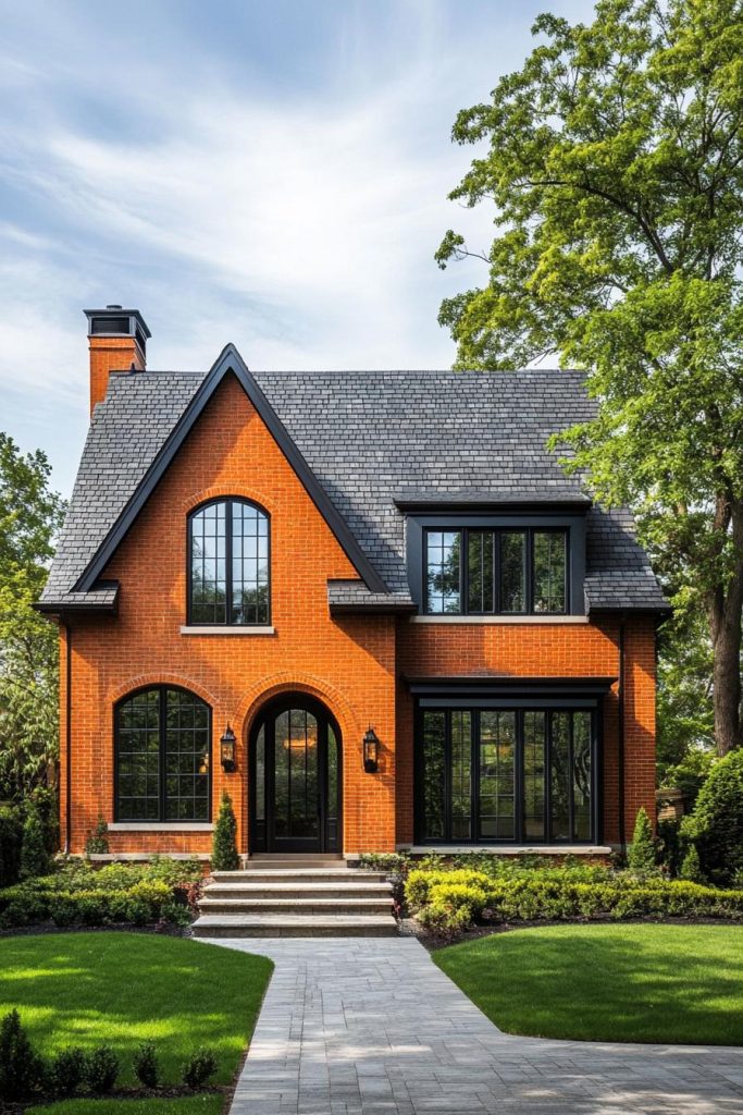 73 Orange Brick Houses That Pair Perfectly with Wood & Greenery