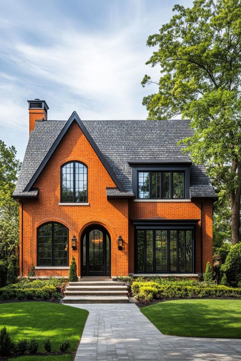 73 Orange Brick Houses That Pair Perfectly with Wood & Greenery