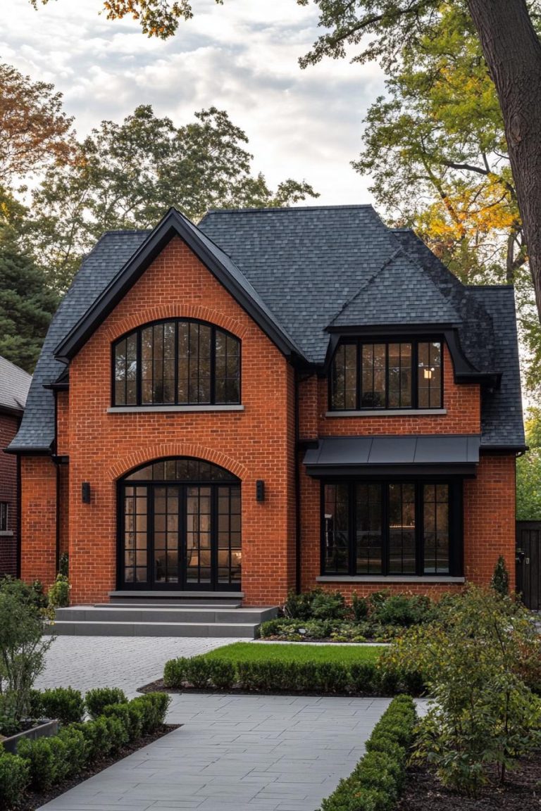 73 Orange Brick Houses That Pair Perfectly with Wood & Greenery