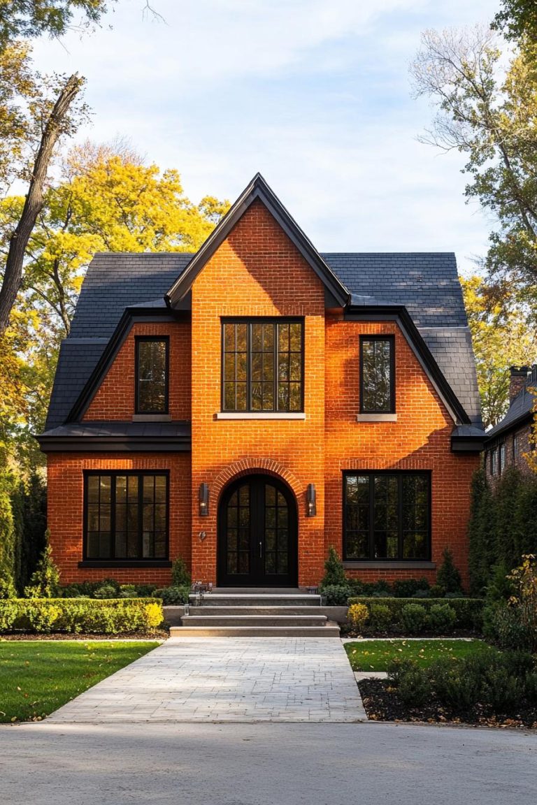 73 Orange Brick Houses That Pair Perfectly with Wood & Greenery