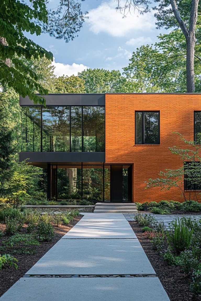 73 Orange Brick Houses That Pair Perfectly with Wood & Greenery