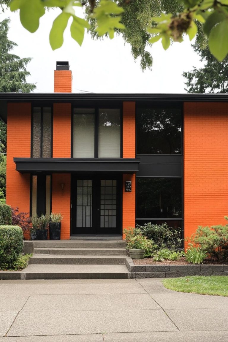 73 Orange Brick Houses That Pair Perfectly with Wood & Greenery