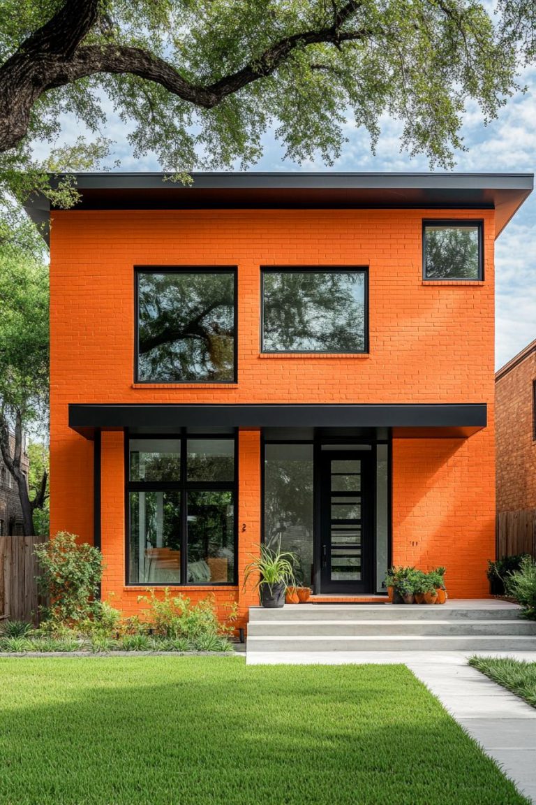 73 Orange Brick Houses That Pair Perfectly with Wood & Greenery