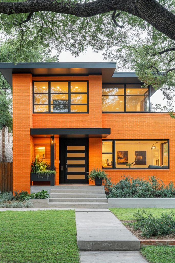 73 Orange Brick Houses That Pair Perfectly with Wood & Greenery
