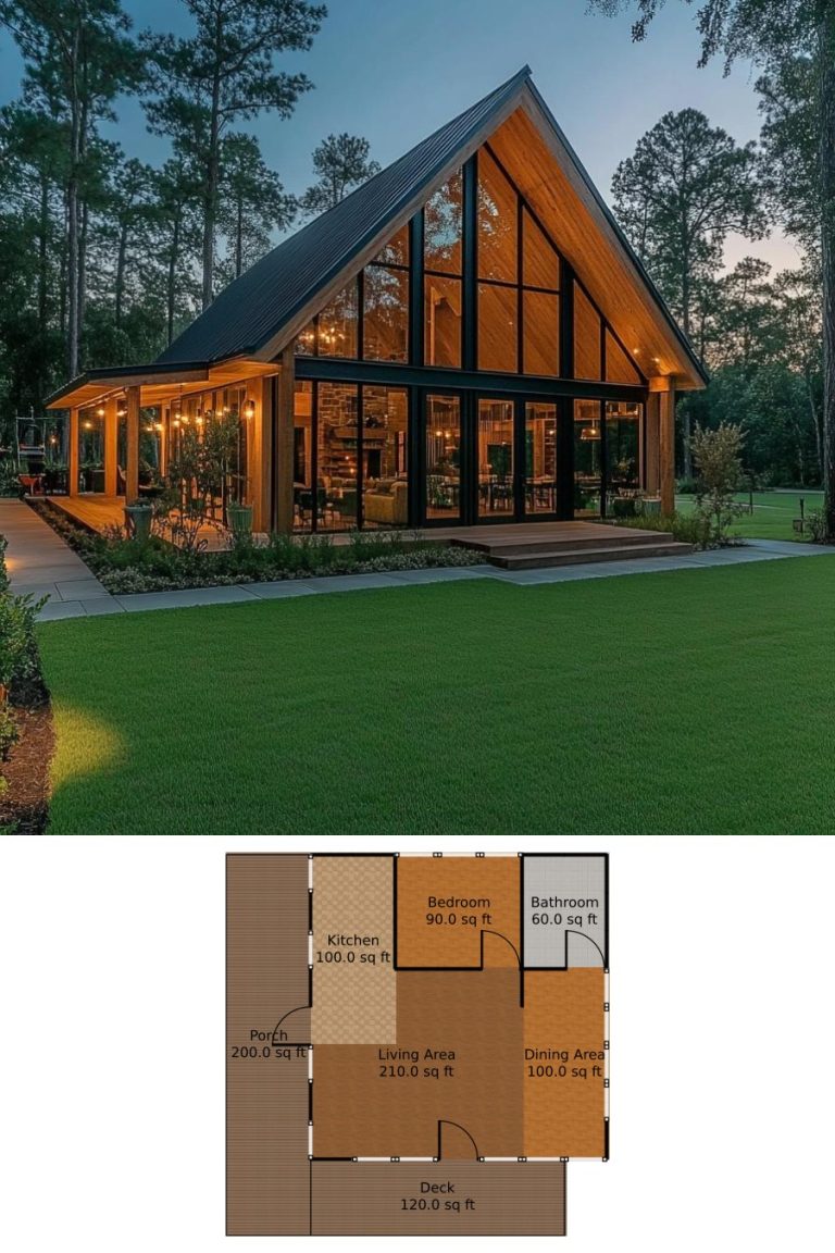 Glass-Front Country Getaway: Barndominium Floor Plans