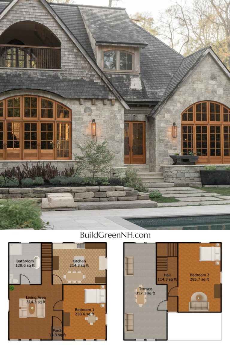 Charming Hideaway with Arched Elegance: Cottage House Floor Plans