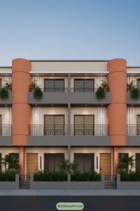 24 Row House Elevation Designs for Balanced Modern Look