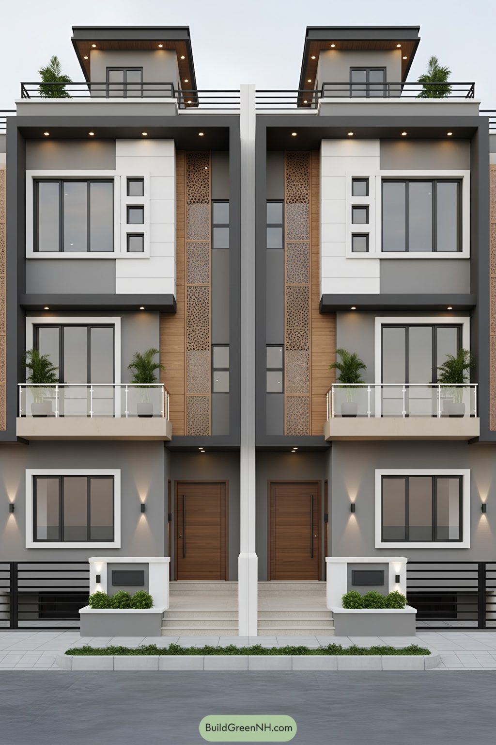 24 Row House Elevation Designs for Balanced Modern Look