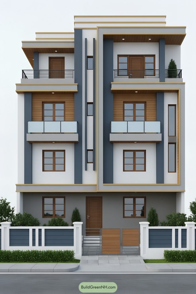 24 Row House Elevation Designs for Balanced Modern Look