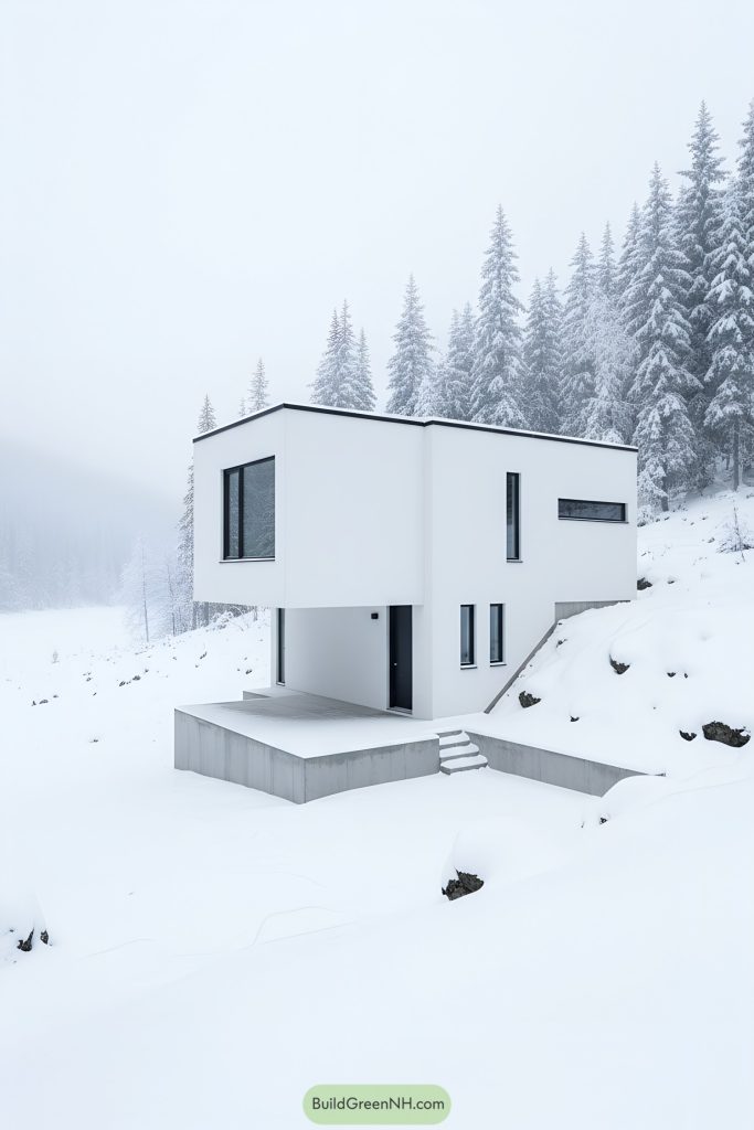 31 Dreamy White Modern Cottages in Winter Wonderland