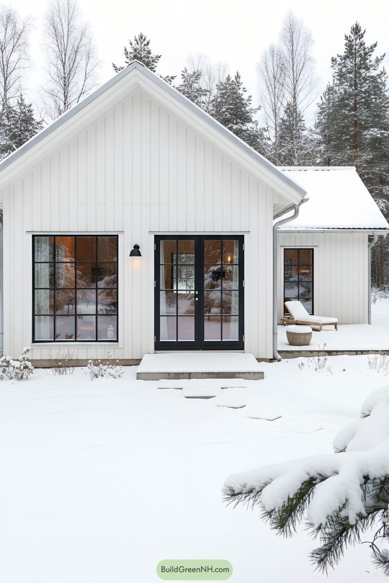 31 Dreamy White Modern Cottages in Winter Wonderland