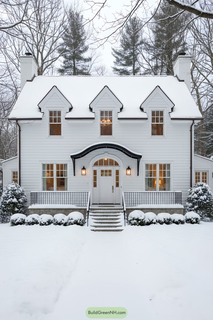 31 Dreamy White Modern Cottages in Winter Wonderland