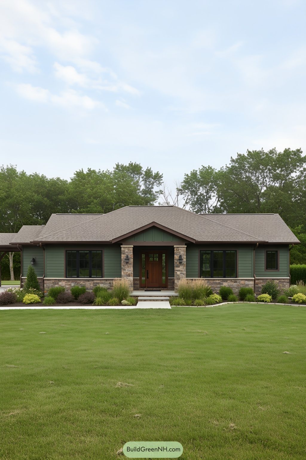 23 Green Ranch Houses With Garden-Friendly Curb Appeal