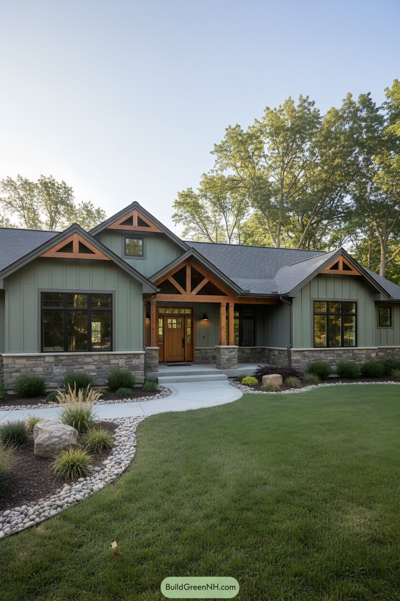 23 Green Ranch Houses With Garden-Friendly Curb Appeal