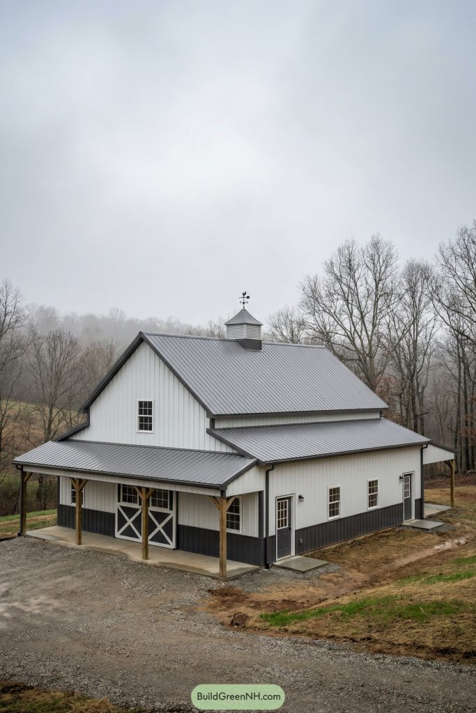 26 White Pole Barn Houses You'll Love