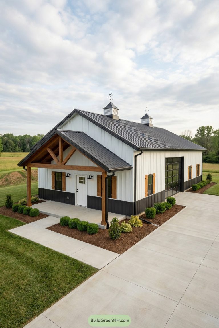 26 White Pole Barn Houses You'll Love