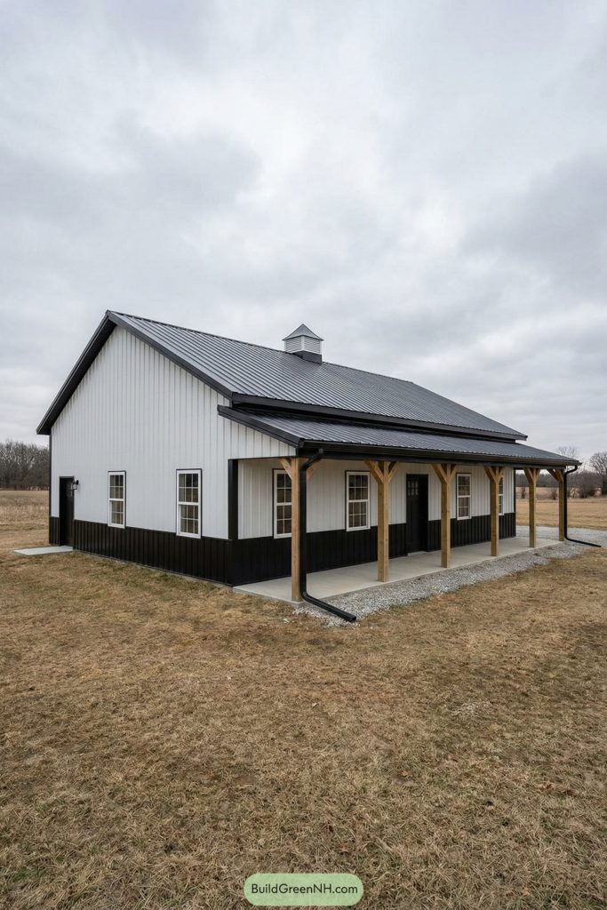 26 White Pole Barn Houses You'll Love