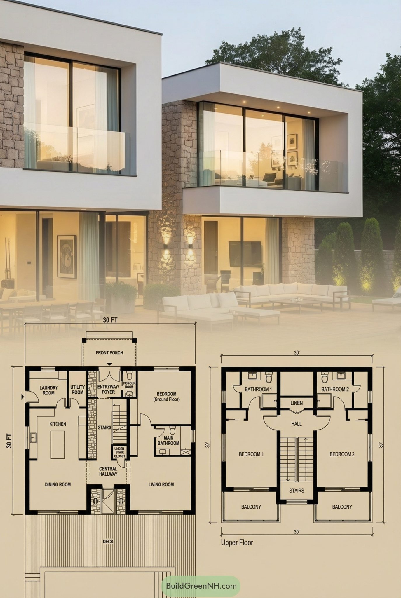 Modern Villa Floor Plans: Villa with Poolside Elegance
