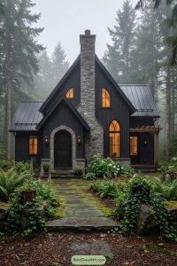 25 Charmingly Dark Modern Cottage Core House Designs