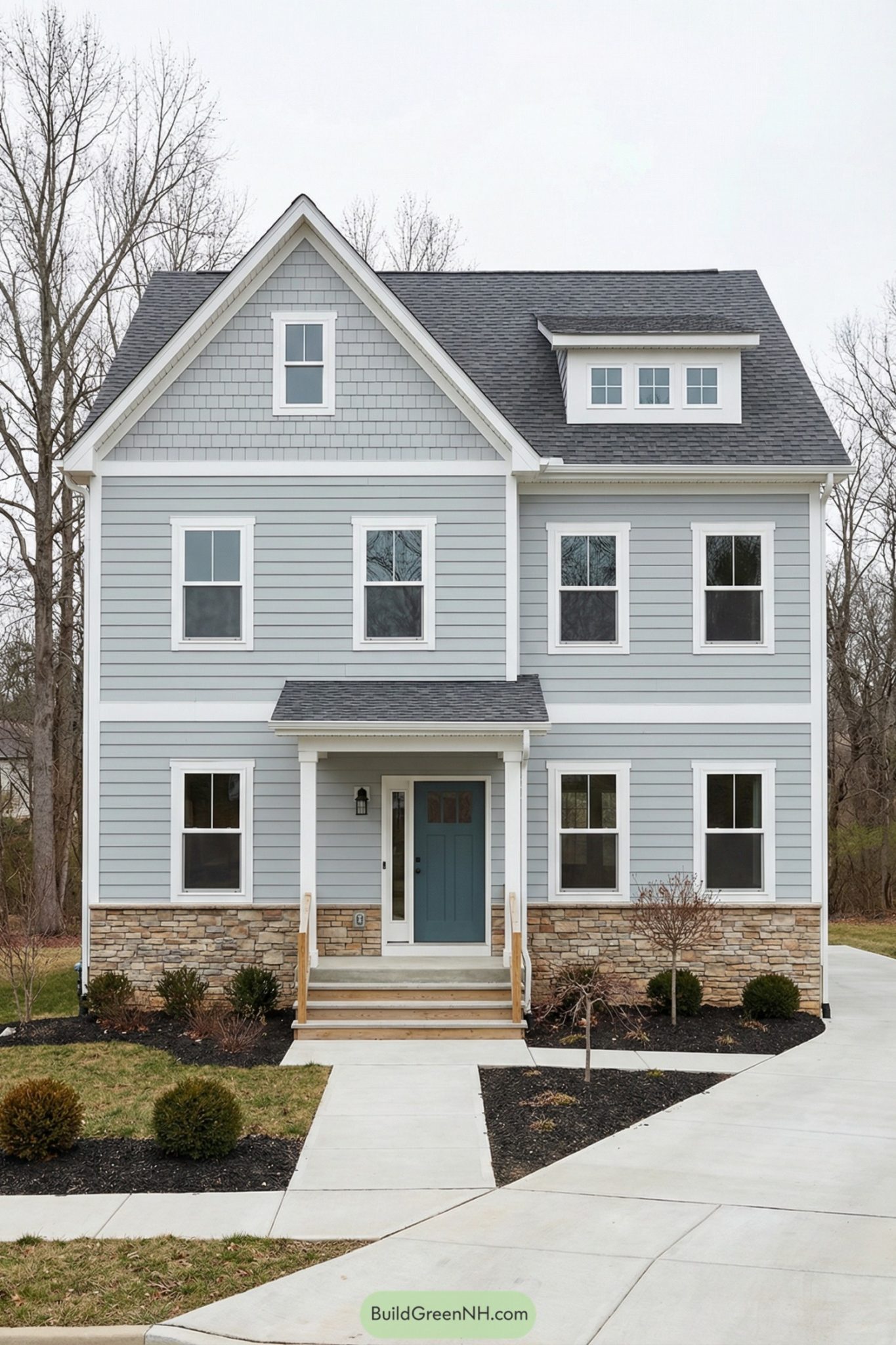 24 Beautiful Grey House Designs With White Trim
