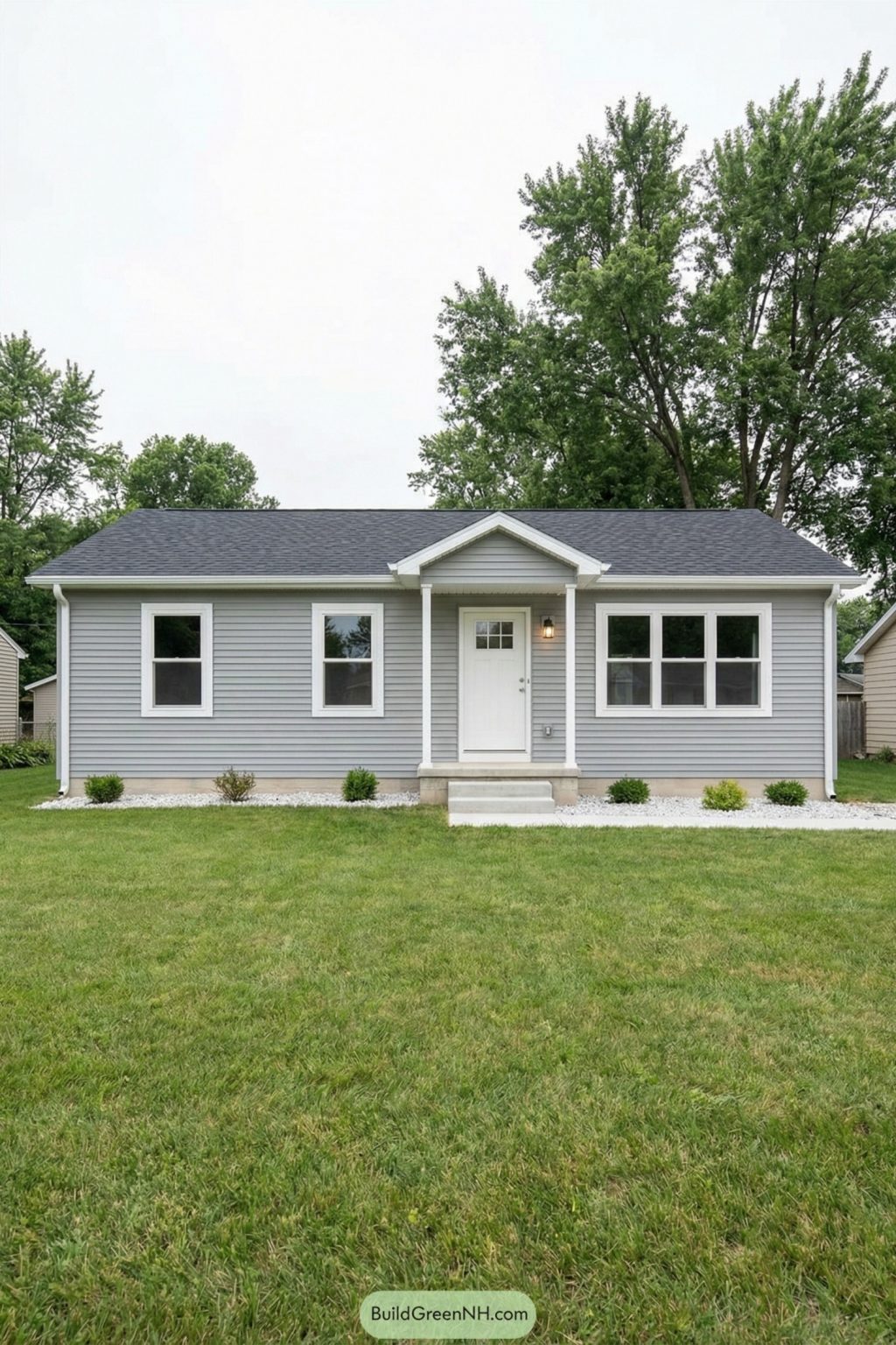24 Beautiful Grey House Designs With White Trim