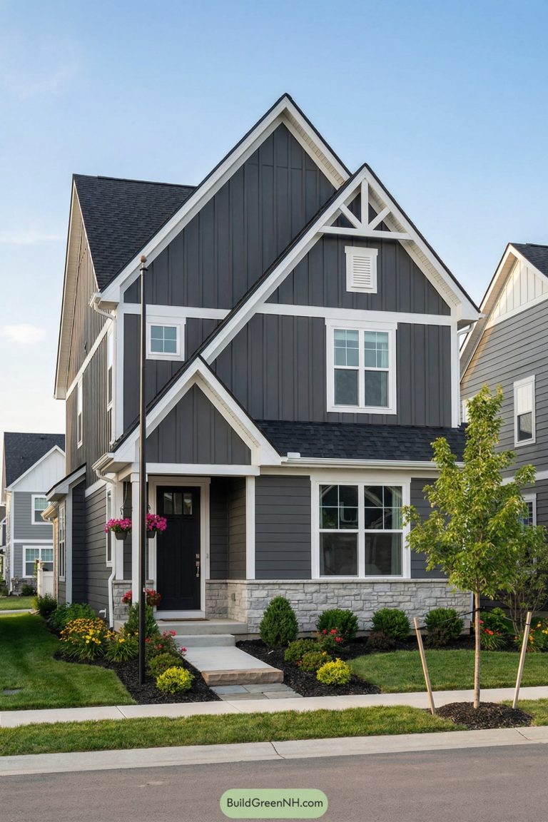 24 Beautiful Grey House Designs With White Trim