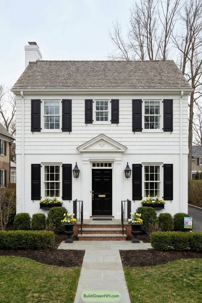 24 Stunning White Houses With Black Shutters