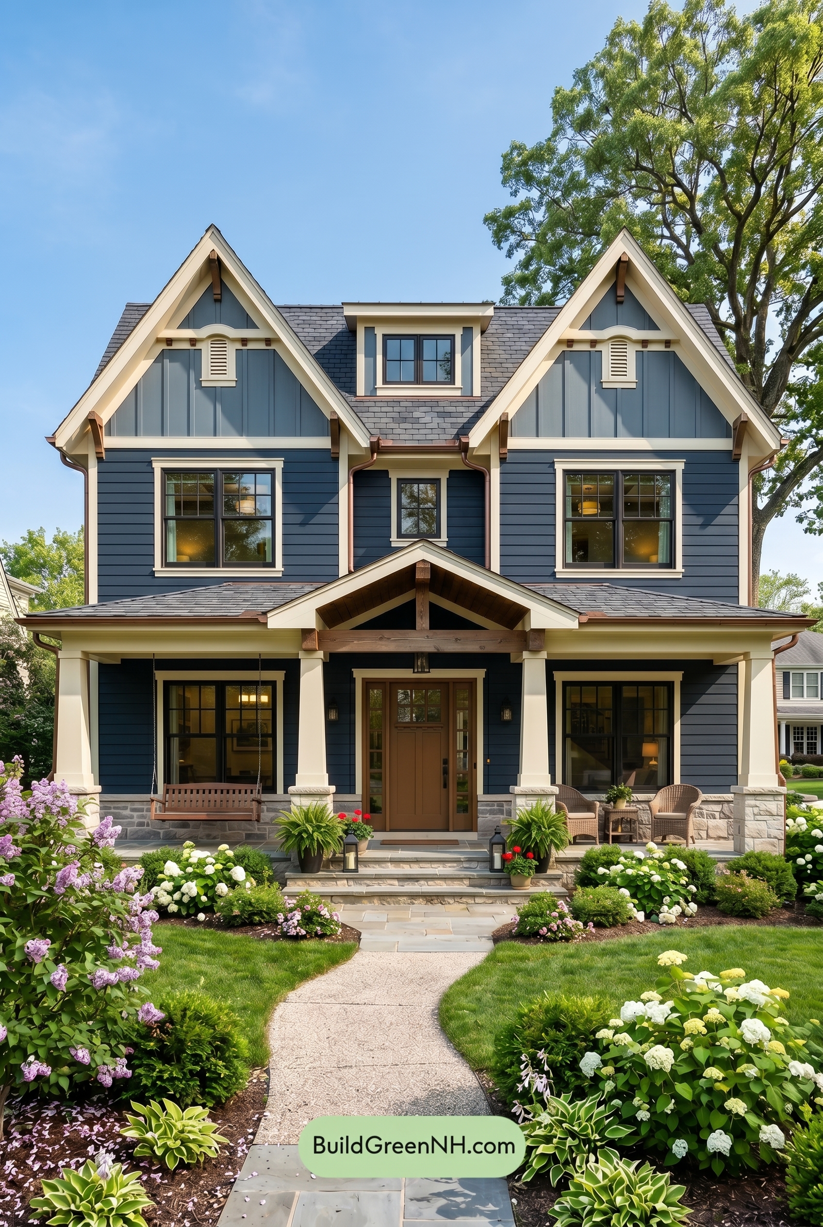 Craftsman Blue Exterior Color Scheme: Ink Blue Hearth