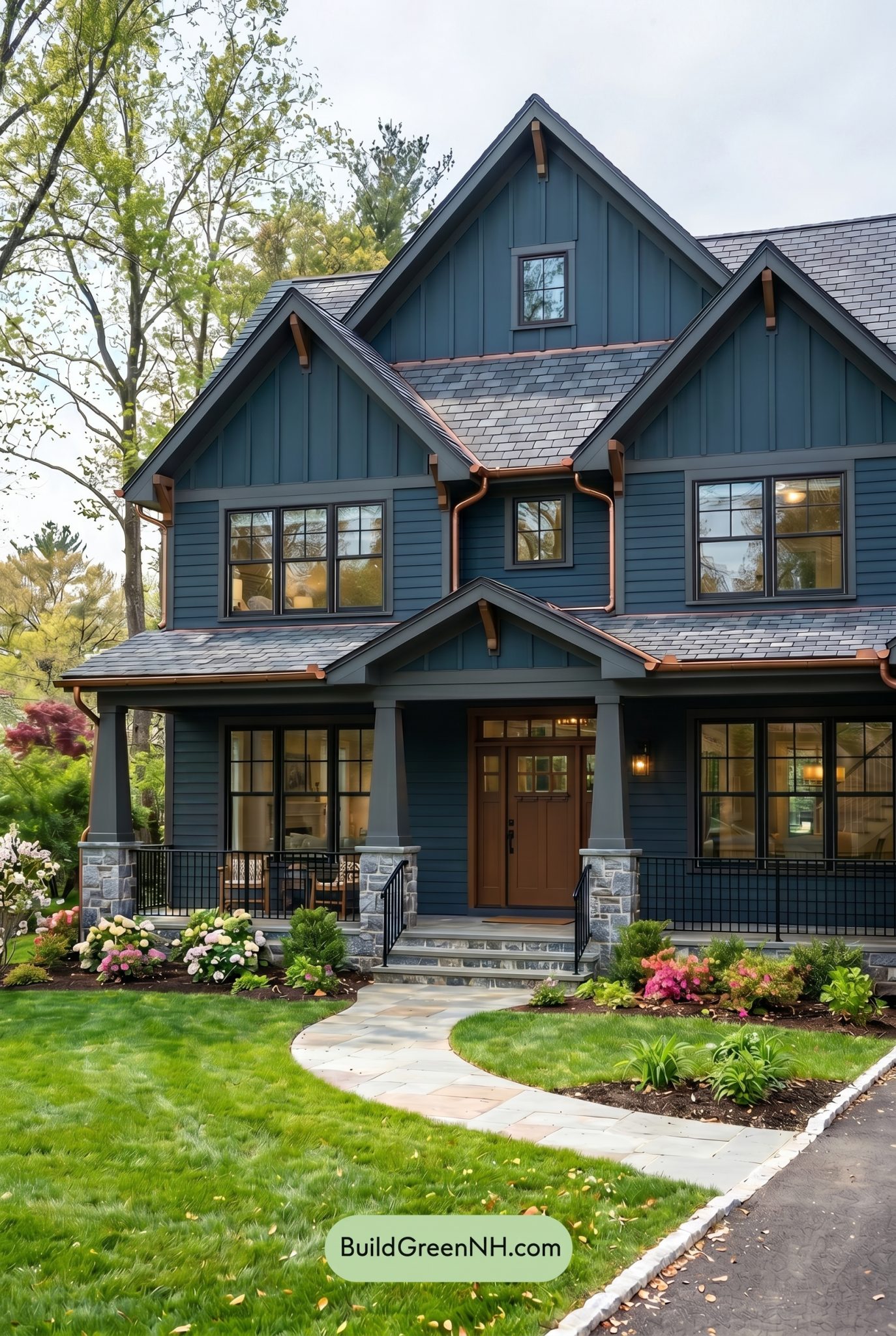 Craftsman Blue Exterior Color Scheme: Midnight Copper Calm