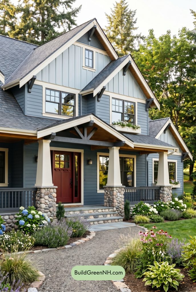 Craftsman Blue Exterior Color Scheme: Pewter Blue Welcome