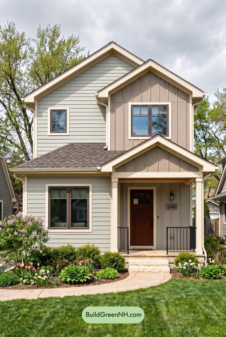 Modern Grey House Exterior Color Scheme: Muted Warm Contrast