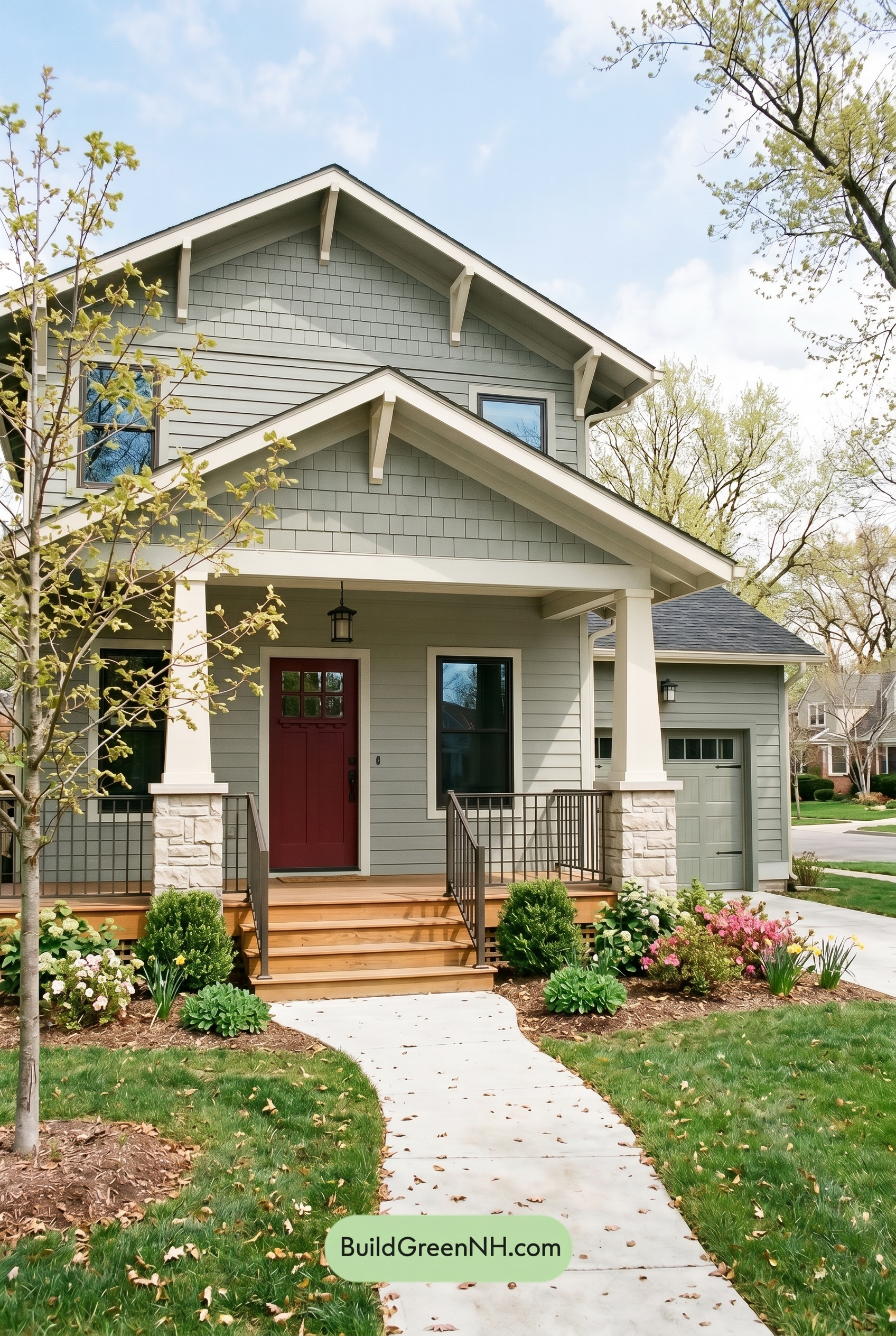 Sage Green Based Craftsman House Exterior Color Scheme: Quiet Hearth ...