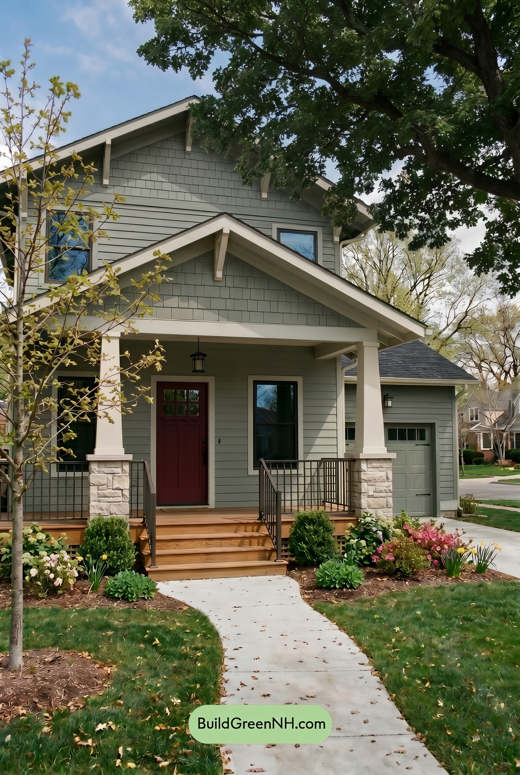 Sage Green Based Craftsman House Exterior Color Scheme: Quiet Hearth ...