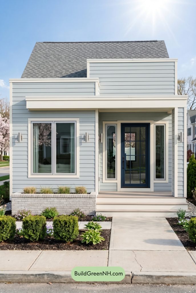 Small Modern Light Grey Exterior Color Scheme: Silver Grey Navy