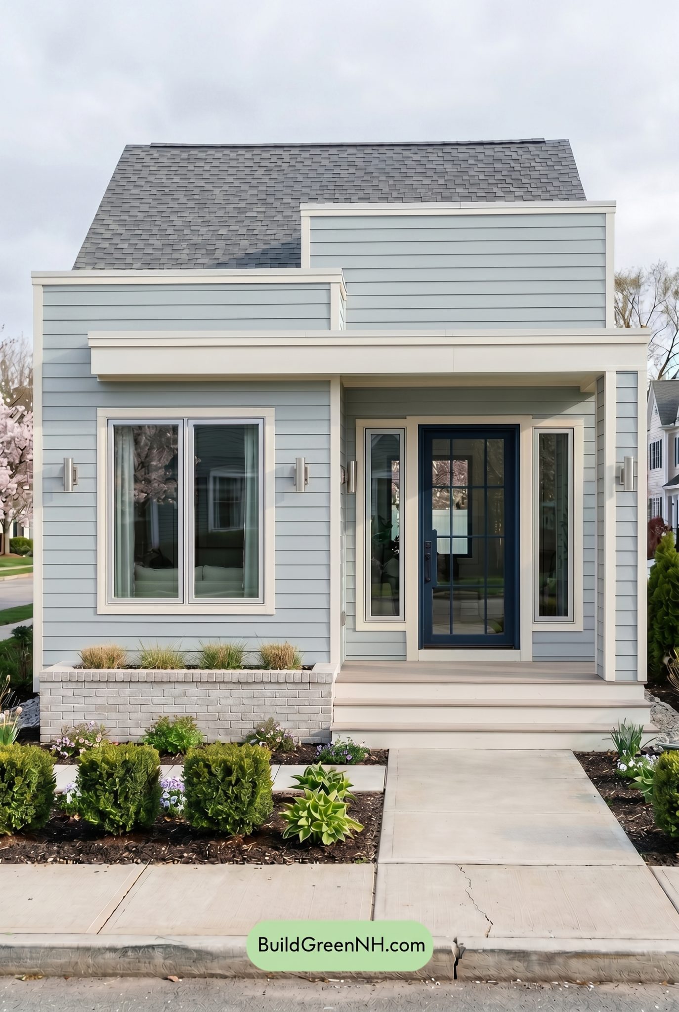 Small Modern Light Grey Exterior Color Scheme: Silver Grey Navy