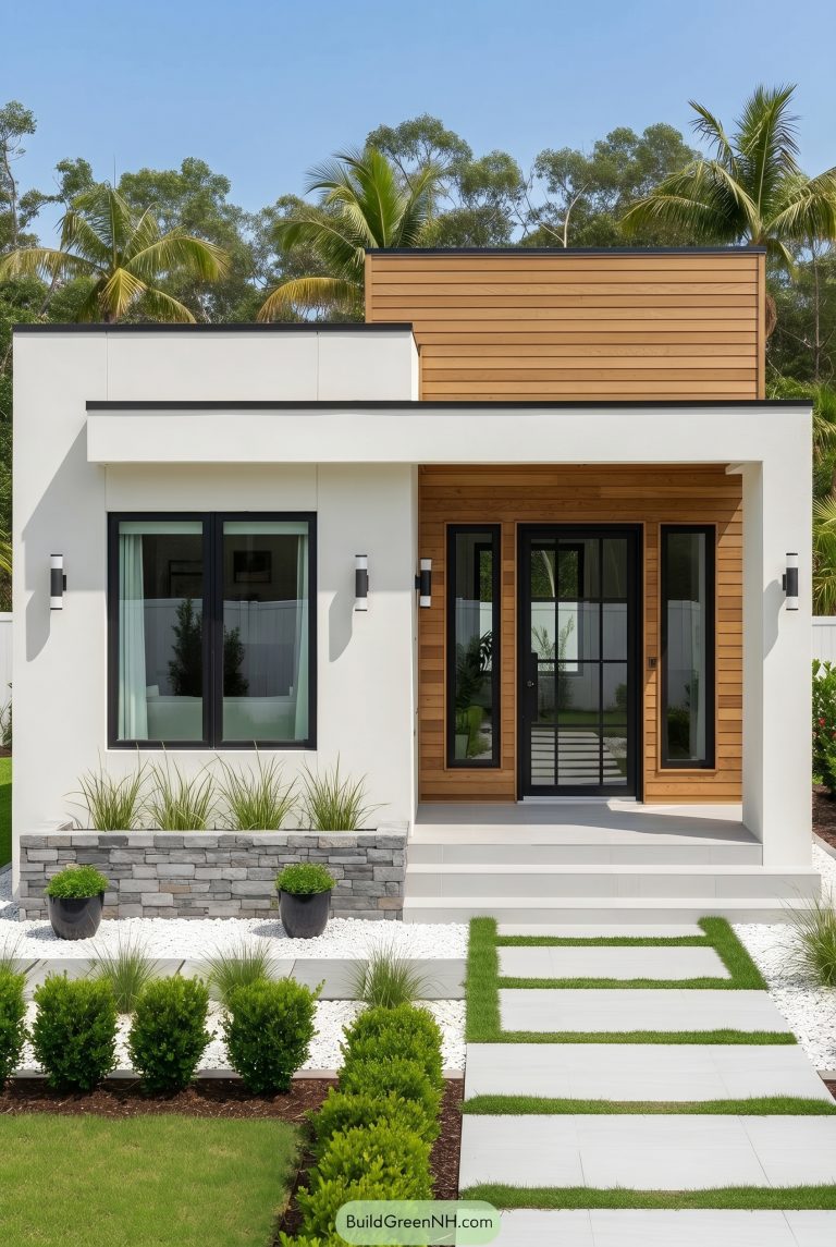 Small Modern Light Grey Exterior Color Scheme: Snug Small Light Grey House