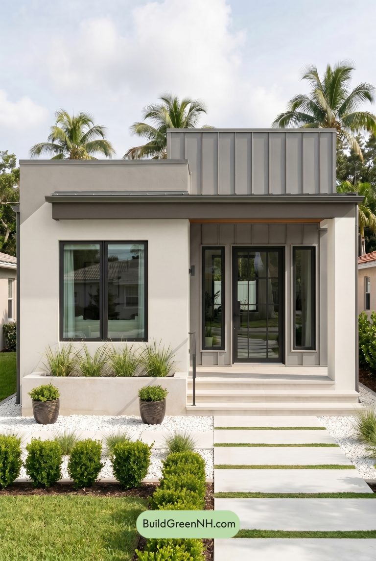 Small Modern Light Grey Exterior Color Scheme: Soft Urban Stillness