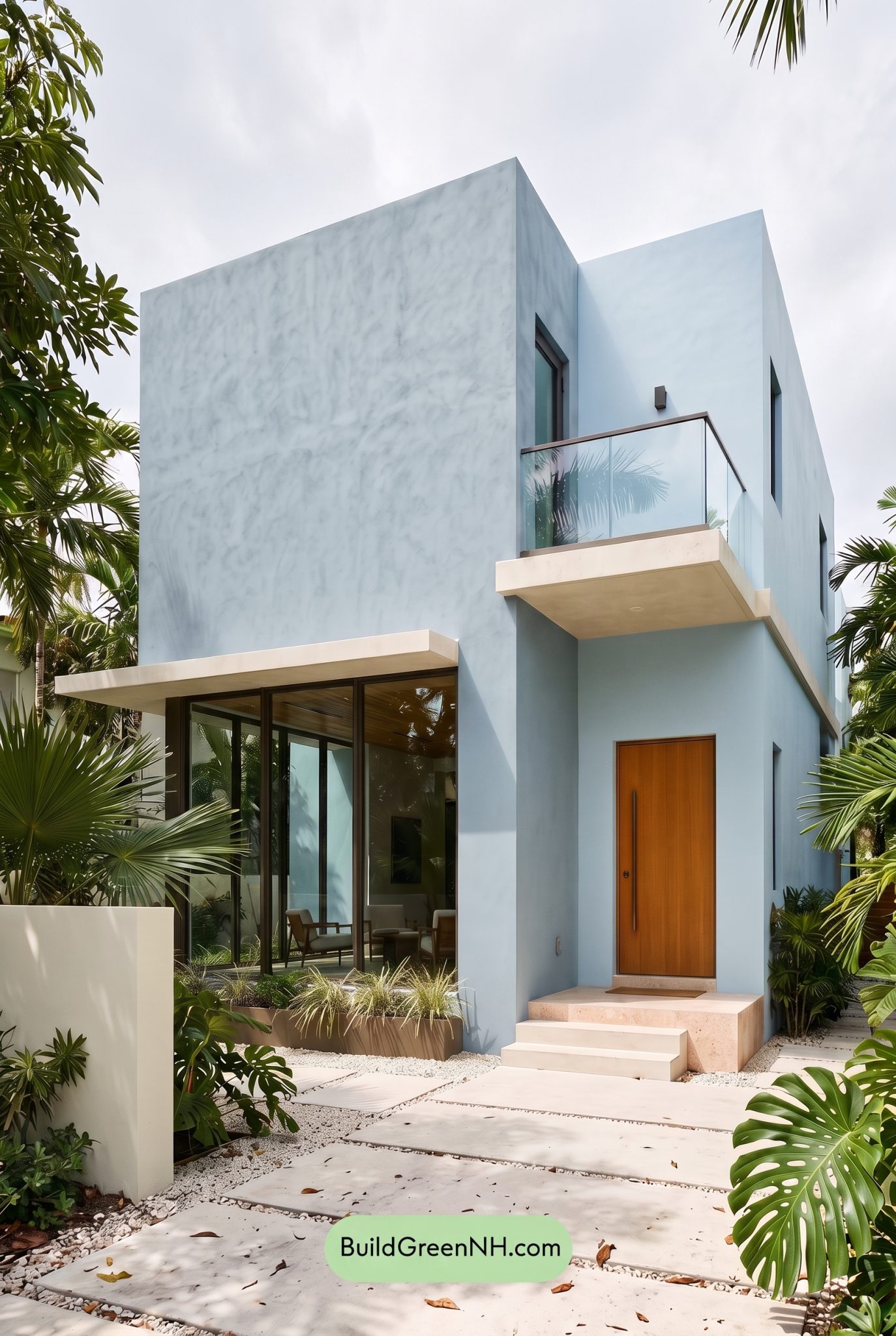 Blue Modern Villa Exterior Color Scheme: Blue Gray Warmth