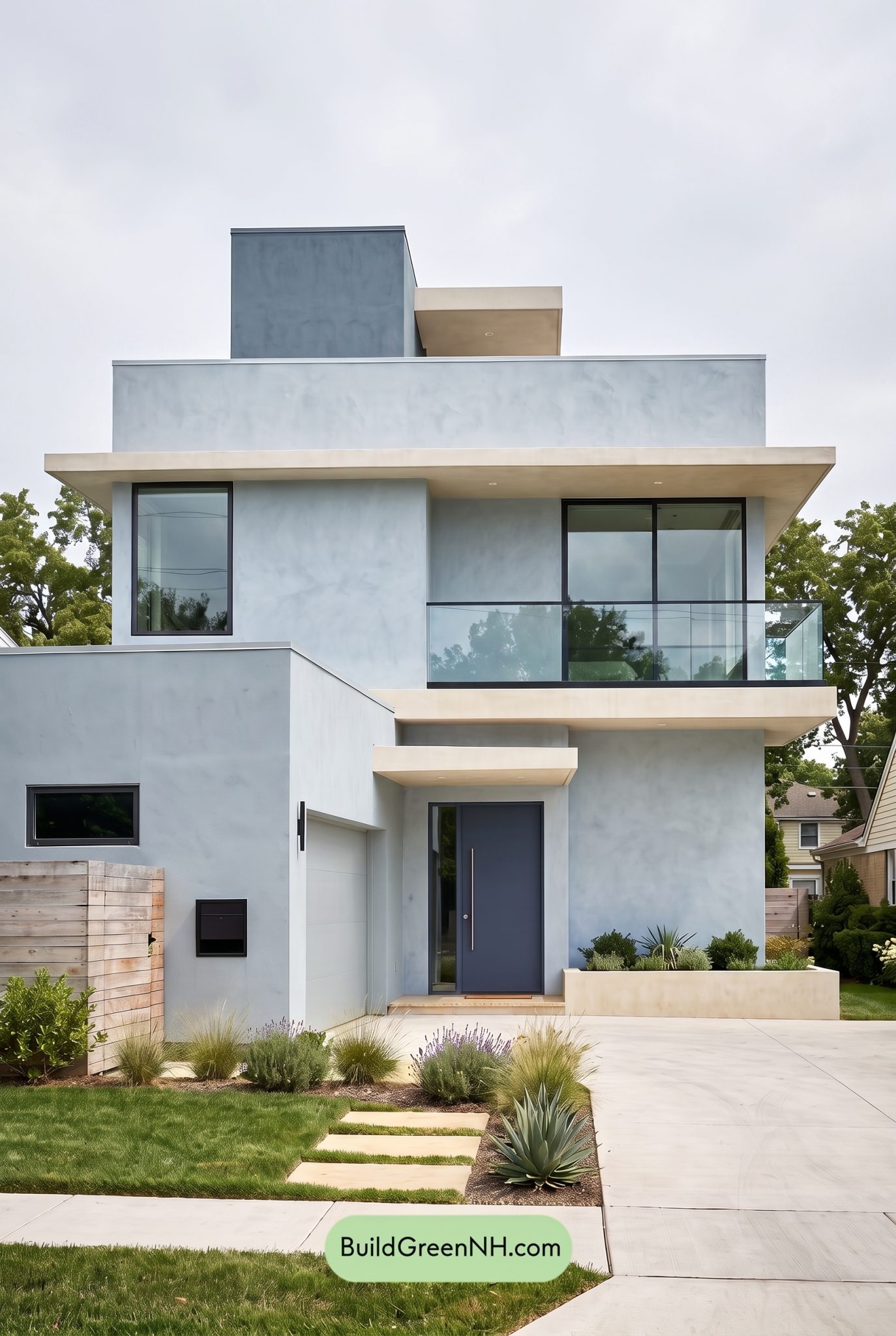 Blue Modern Villa Exterior Color Scheme: Frosted Blue Edge